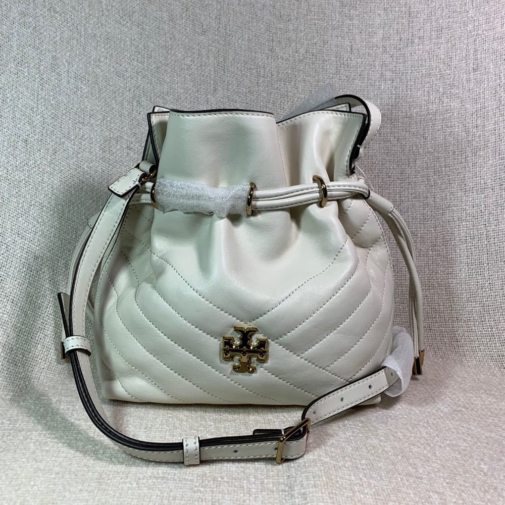 Tory Burch Ivory Mini Kira Chevron Bucket Bag - Gem